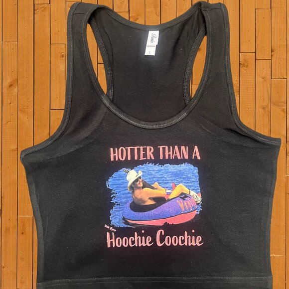Tops | Hotter Than A Hoochie Coochie Black Crop Tank Top | Poshmark